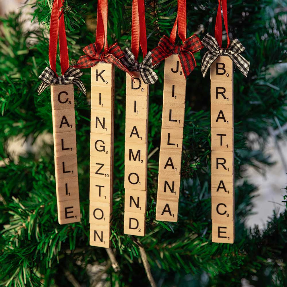 Personalized Wooden Christmas Ornaments Tree Decorations Scrabble ...
