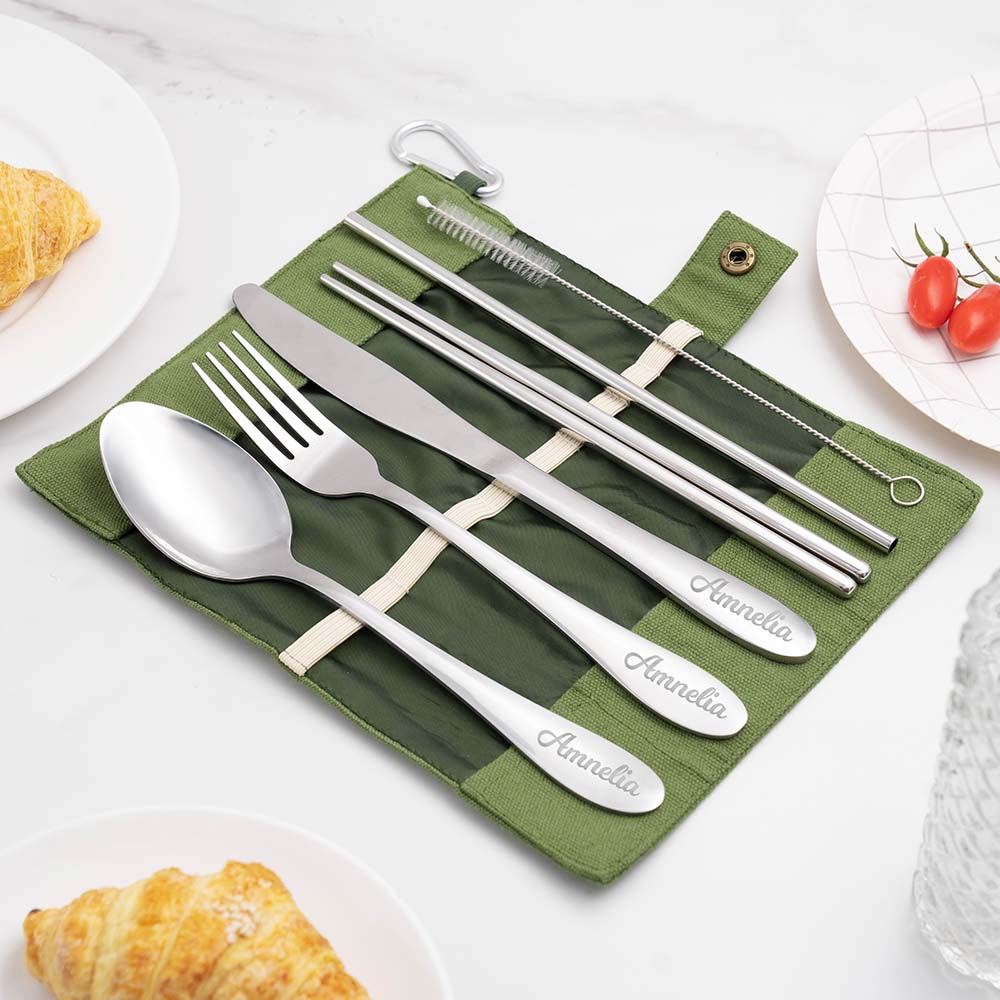 Customized Portable Travel Camping Utensils Cutlery Set with Case ...