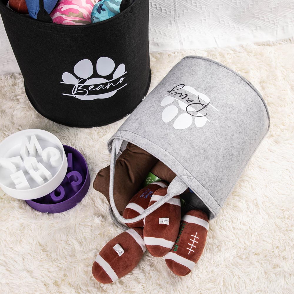 Personalized Felt Pet Paw Storage Baskets - CALLIE