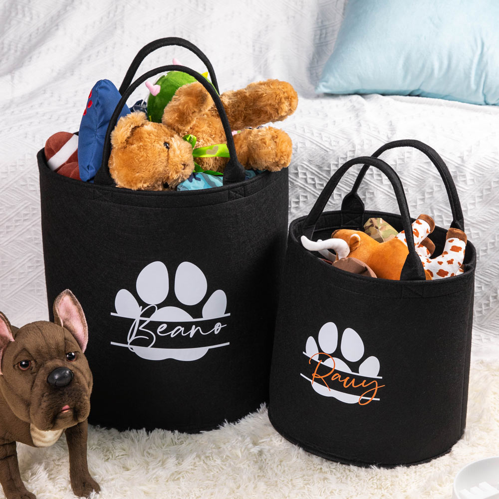 Personalized Felt Pet Paw Storage Baskets - CALLIE
