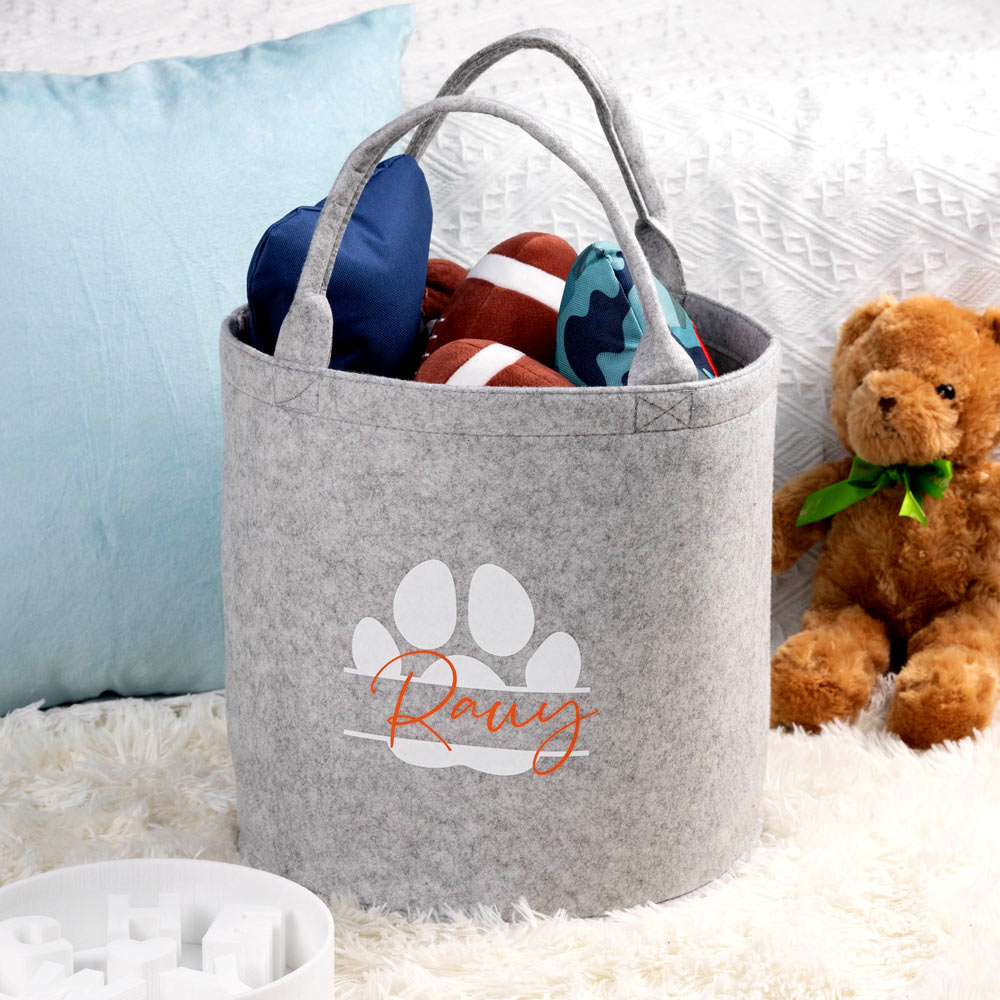Personalized Felt Pet Paw Storage Baskets - CALLIE