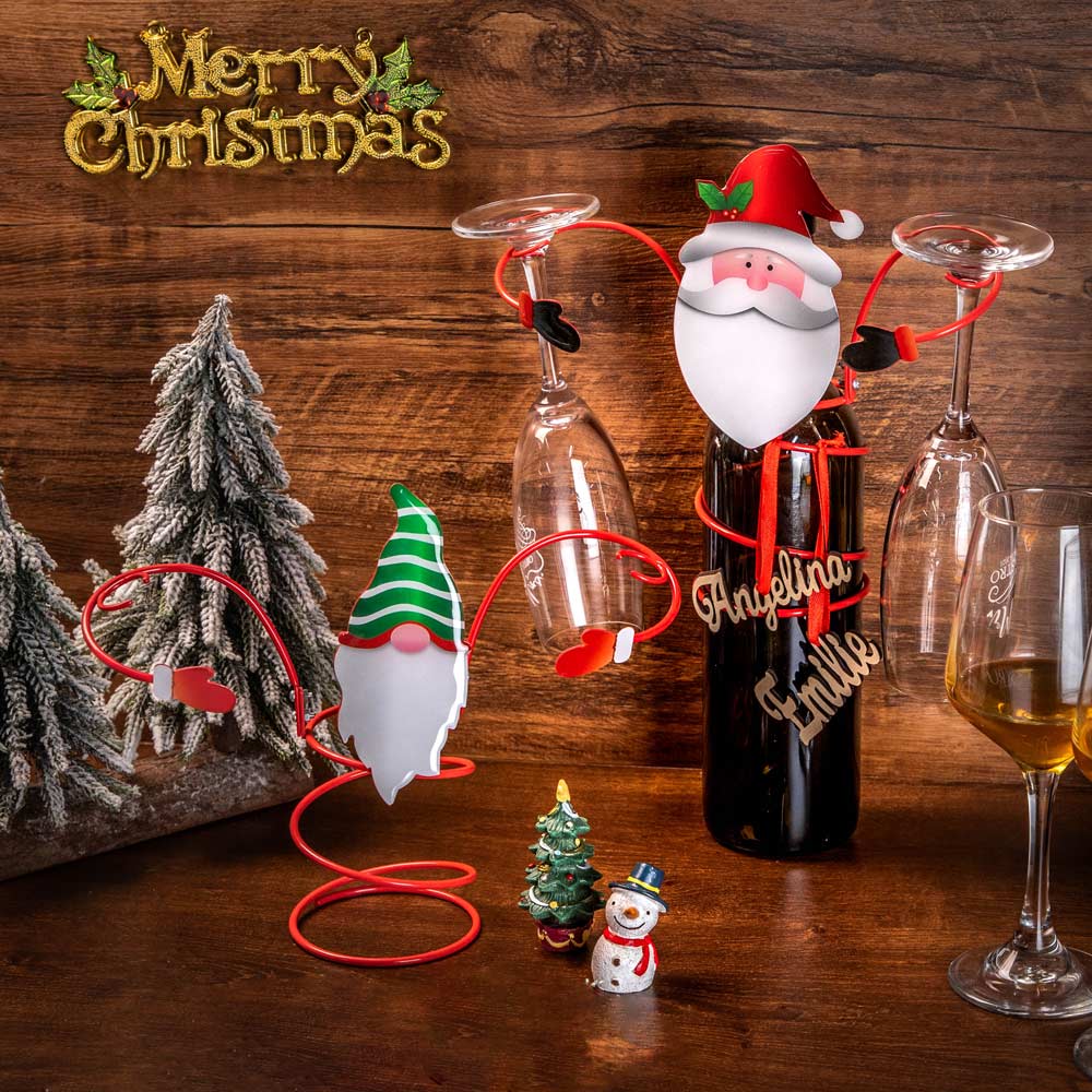 Personalized Santa Claus or Snowman Wine Bottle Holder Christmas ...