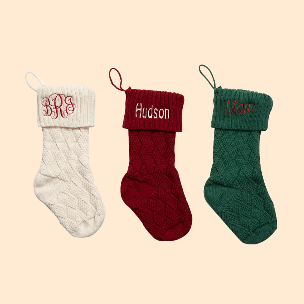 Personalized Embroidered Name and Monogram Christmas Cable Knitting ...