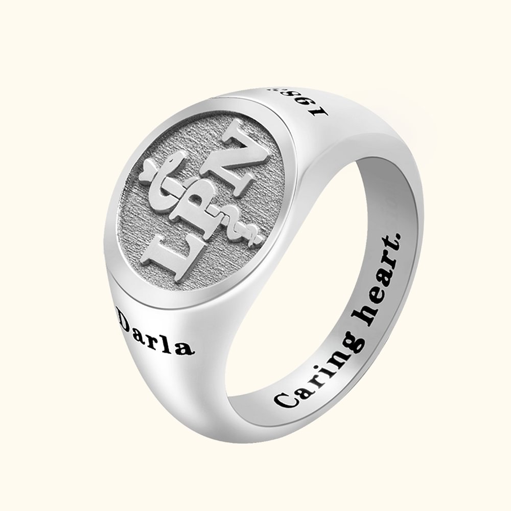 Custom Medical Symbol Signet Rings in Sterling Silver - CALLIE