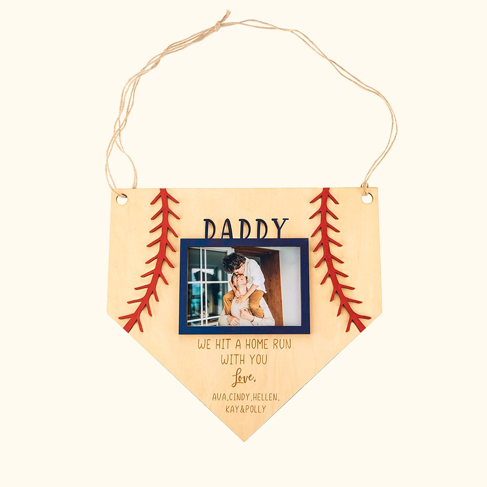Custom Rustic Baseball Photo Wood Frame Gifts for Dad - CALLIE
