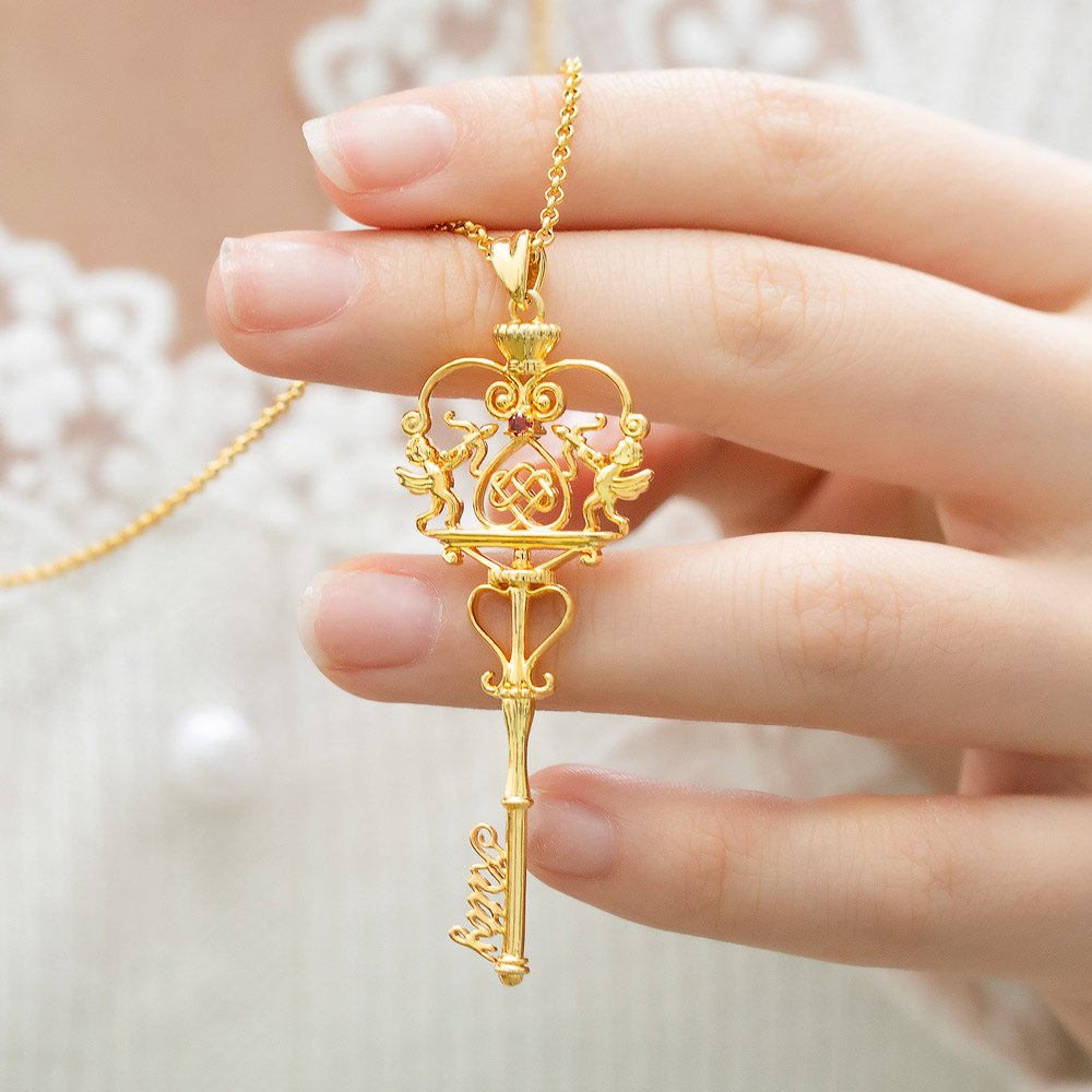 Personalized Celtic Knot Cupid Key Name Necklace Valentine's Day Gift ...