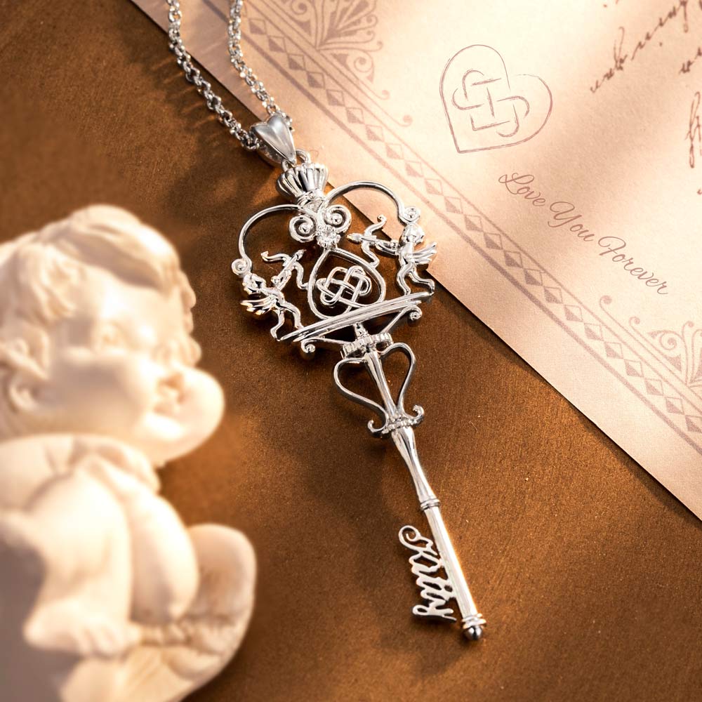 Personalized Celtic Knot Cupid Key Name Necklace Valentine's Day Gift ...