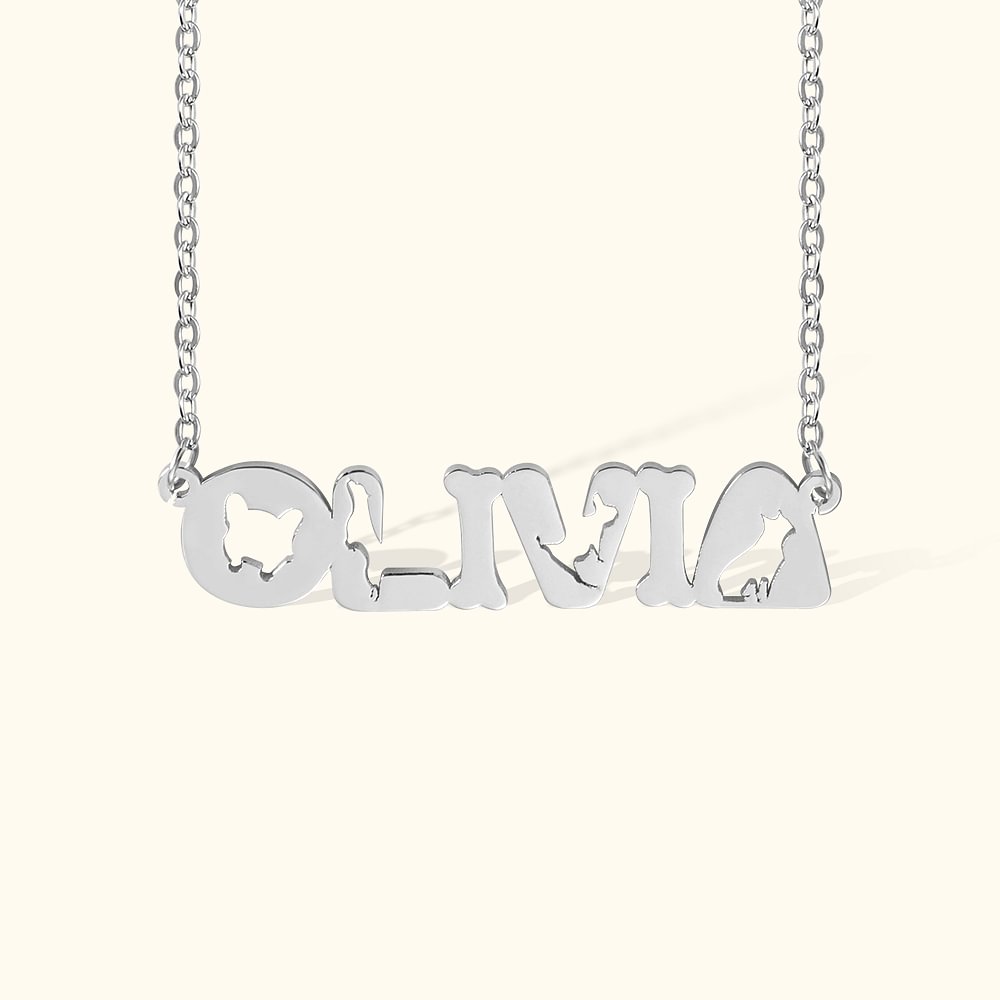 Personalized Cute Name Necklace with French Bulldog - CALLIE