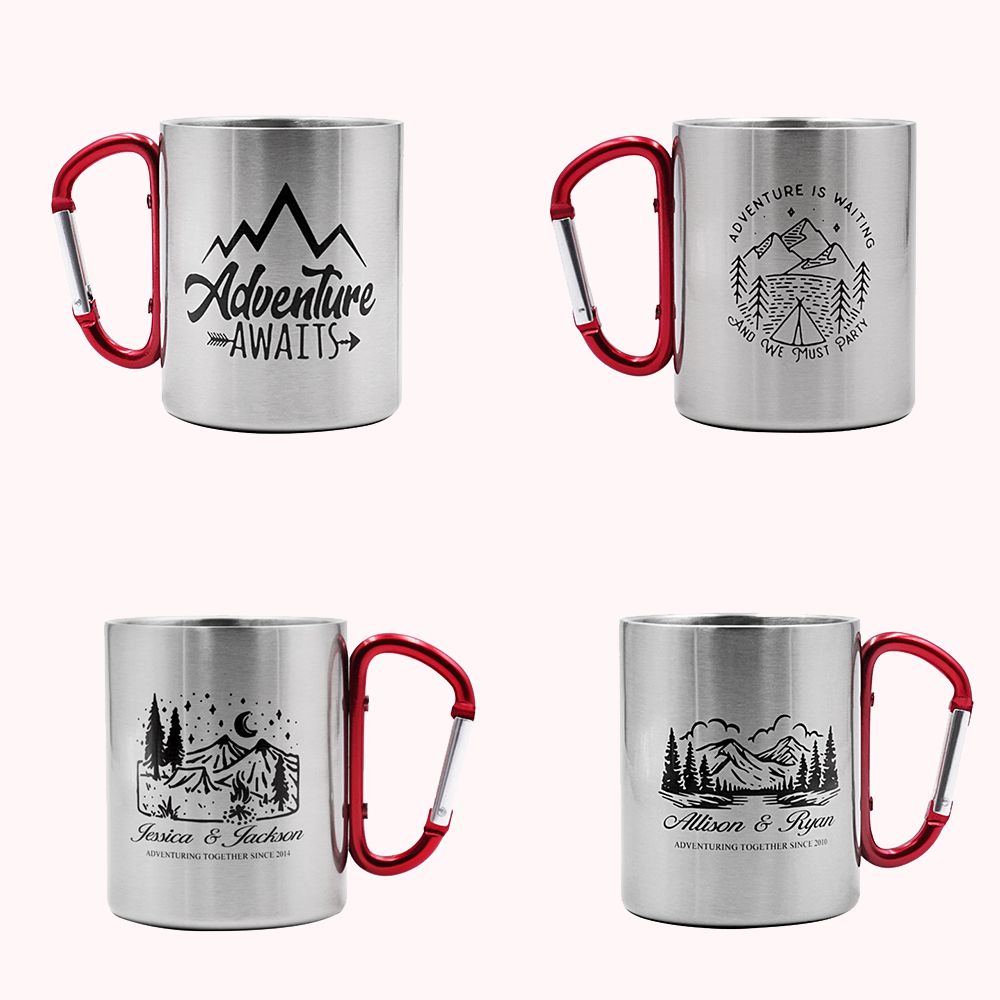 Personalized Camping Mug Carabiner Handle - CALLIE