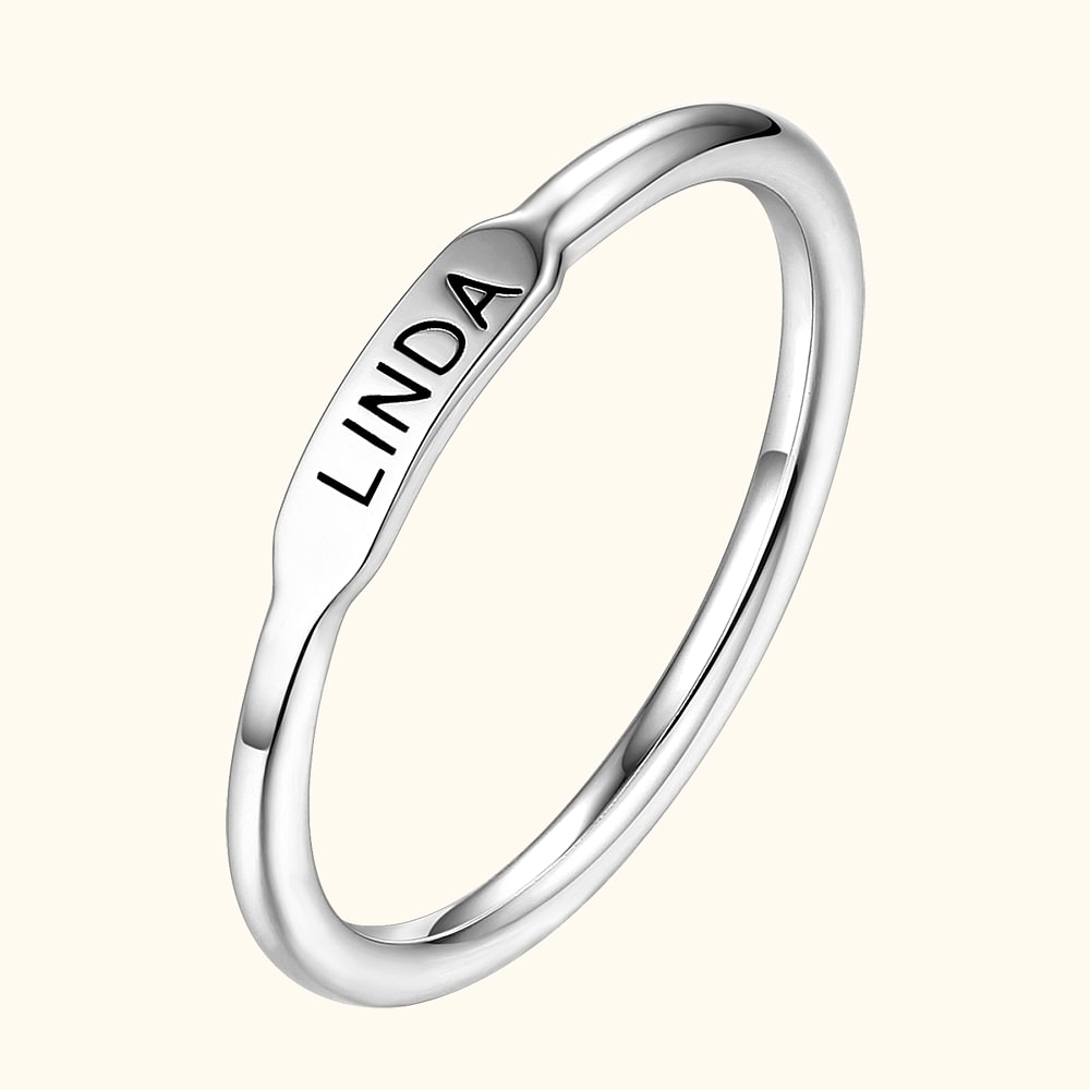 Stackable Rings with Customized Names or Initials In Silver - CALLIE