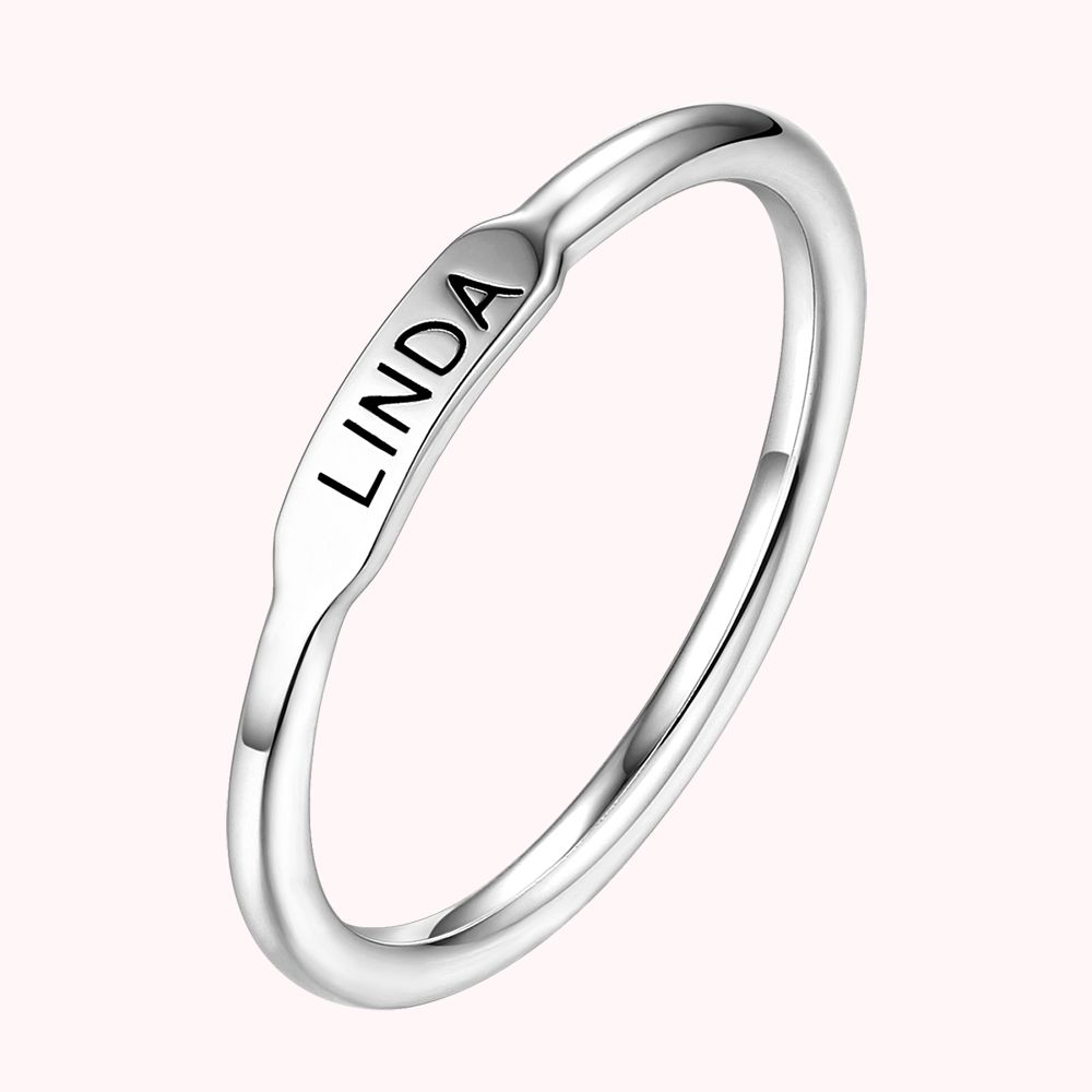 Stackable Rings with Customized Names or Initials In Silver - CALLIE