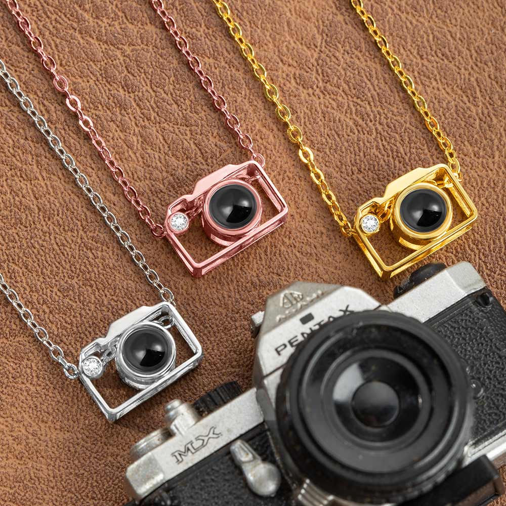 Personalized Camera Photo Sterling Silver Projection Necklace with ...