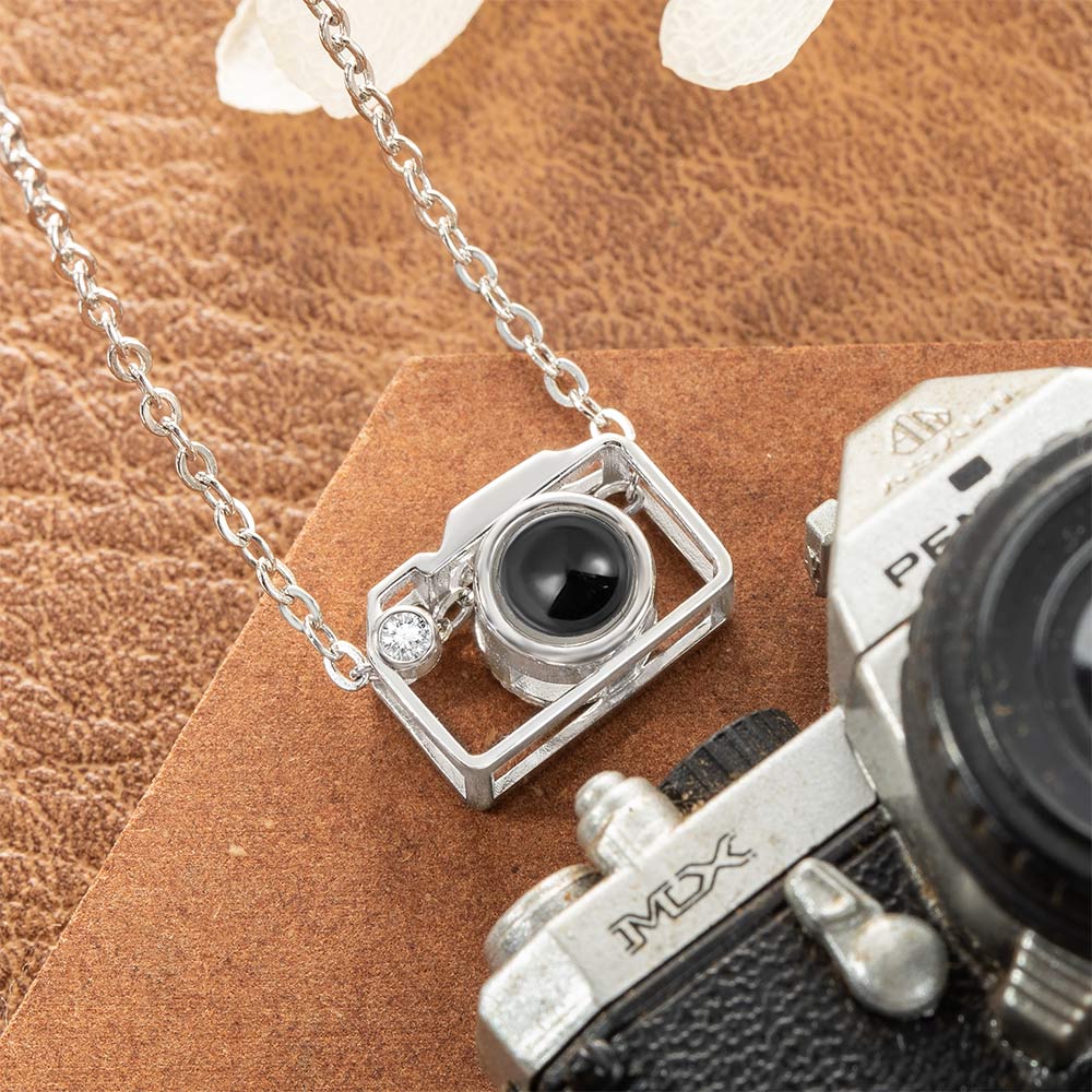 Personalized Camera Photo Sterling Silver Projection Necklace with ...