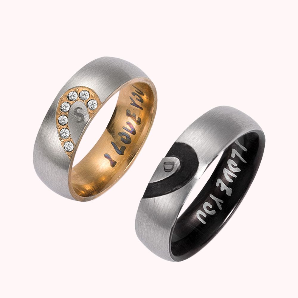 Personalized I Love You Initial Rings Set for Couples - CALLIE