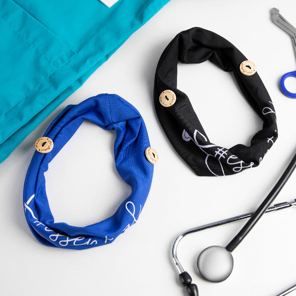Personalized Medical Nurse Headband with Buttons For Mask - CALLIE