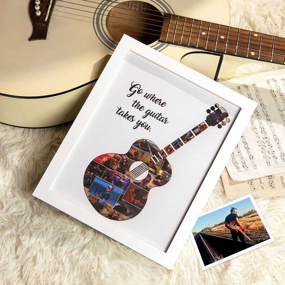 Personalized Photo Collage Guitar Frame Gifts for Guitar Players - CALLIE
