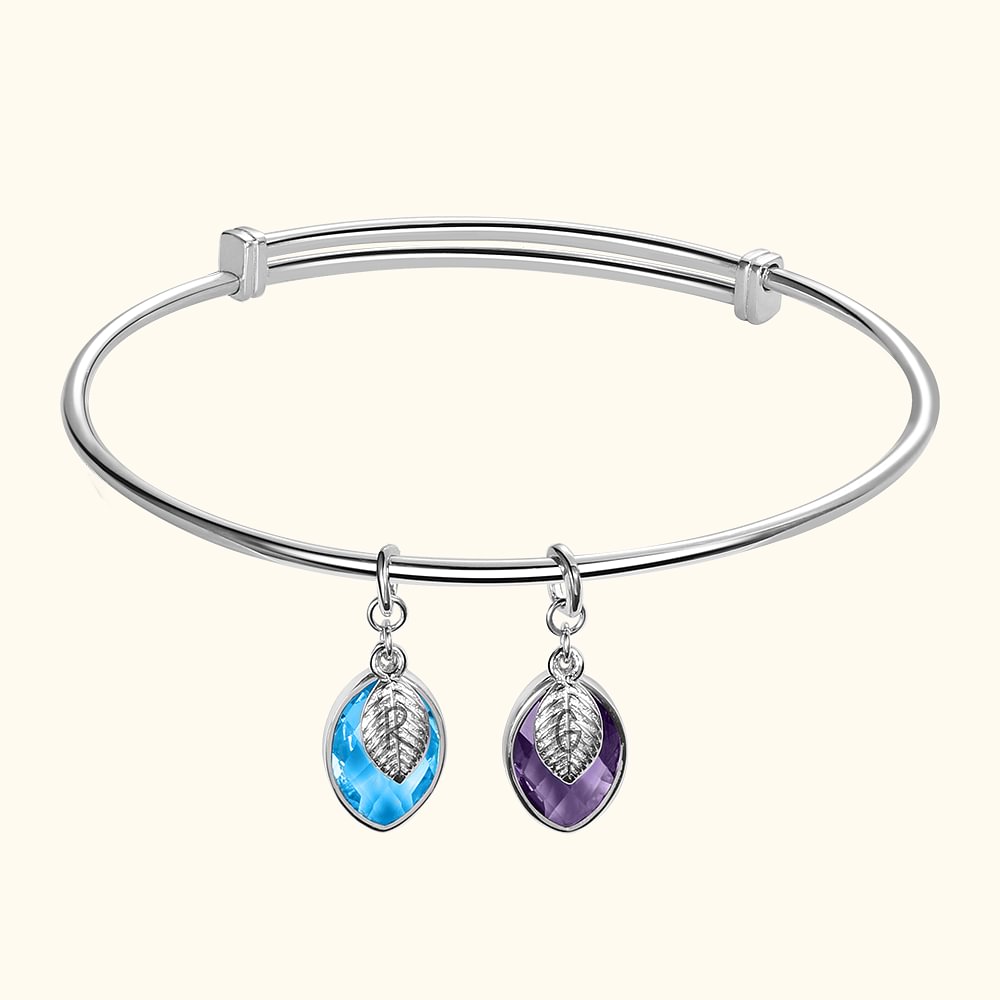 Mom Bracelet with Custom Leaves Birthstones & Initials Family ...