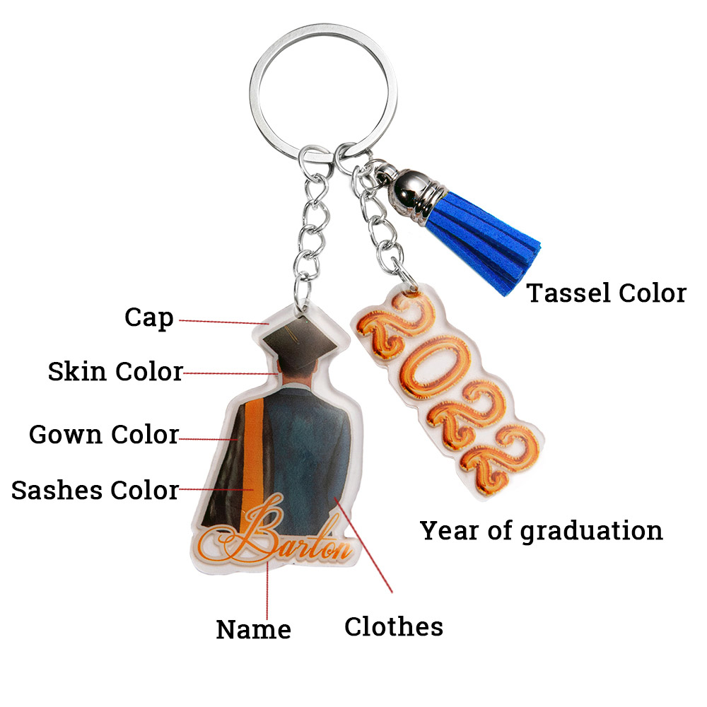 Personalized Graduation Silhouettes Keychain 2022 with Tassel - CALLIE