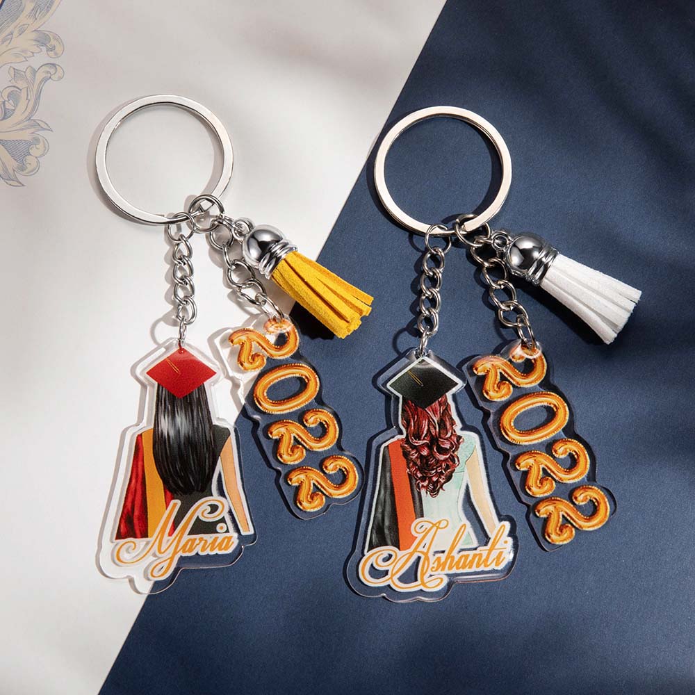 Personalized Graduation Silhouettes Keychain 2022 with Tassel - CALLIE