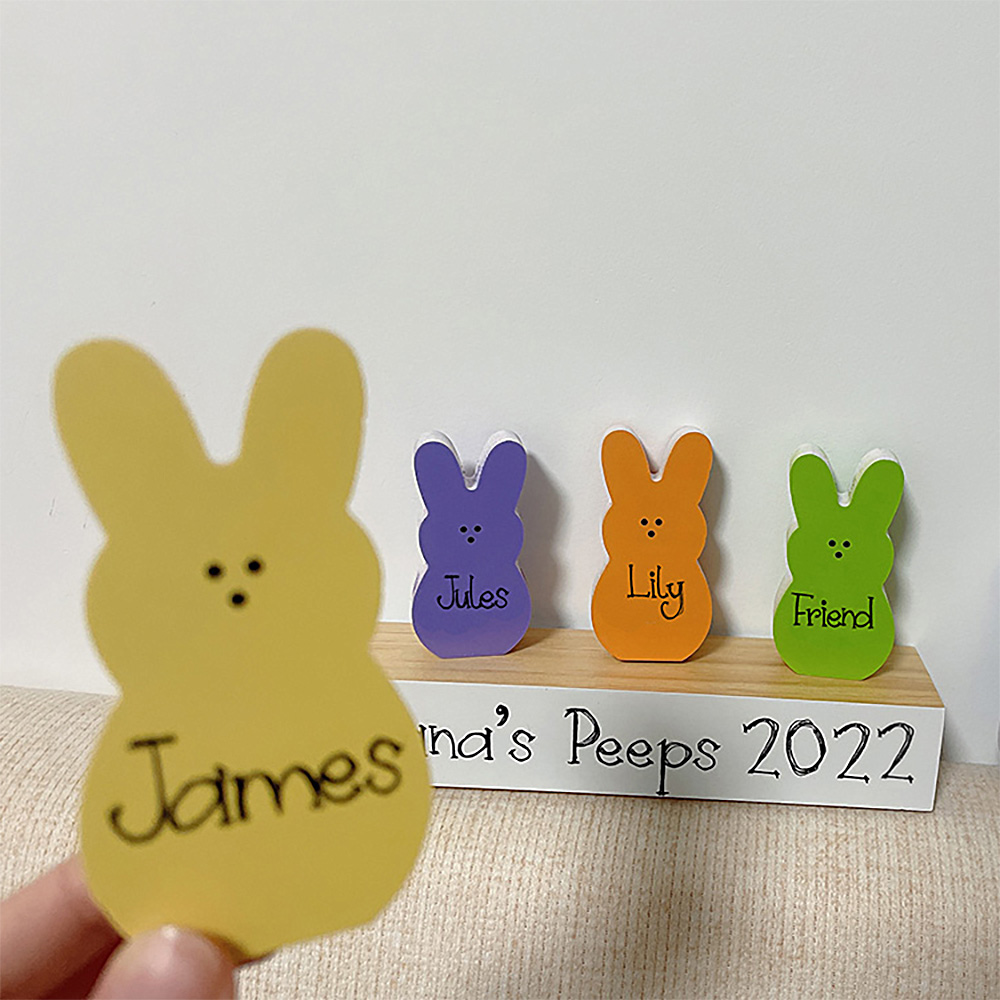 Easter Bunnies Peeps Decoration Set Custom Names & Base | Callie - CALLIE