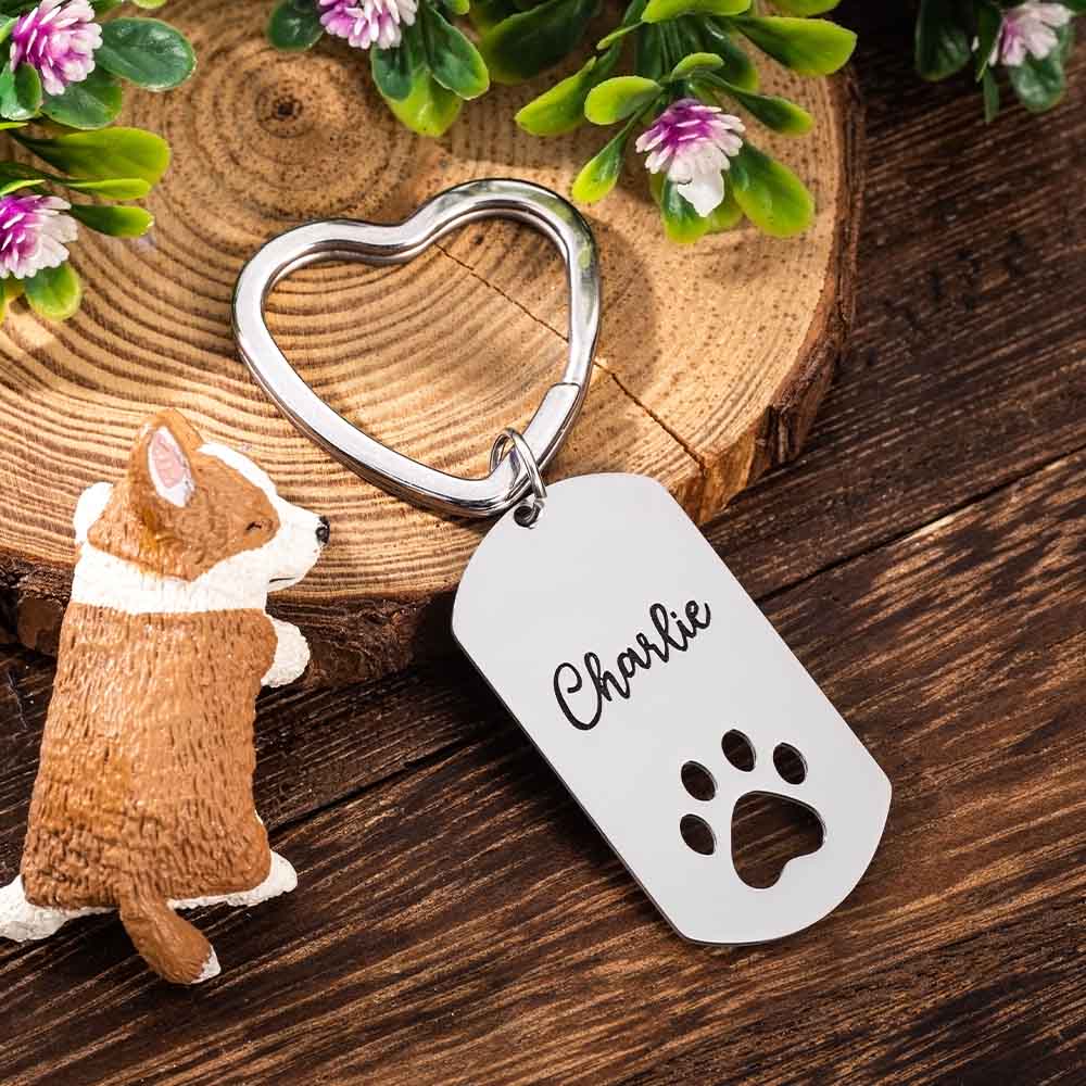 Custom Dog Tag Paw Keychain - CALLIE
