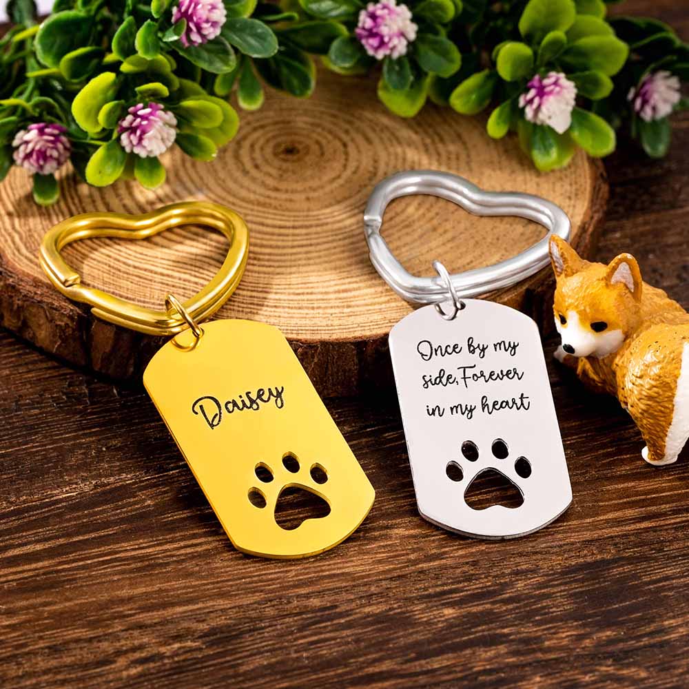 Custom Dog Tag Paw Keychain - CALLIE