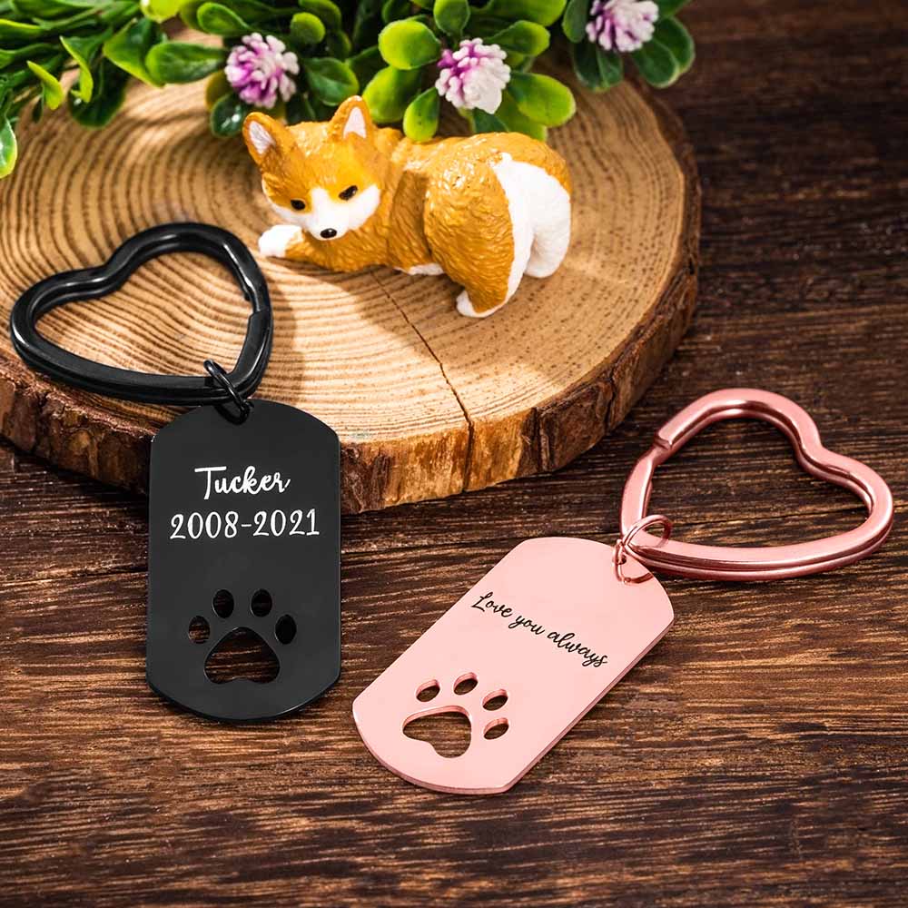 Custom Dog Tag Paw Keychain - CALLIE