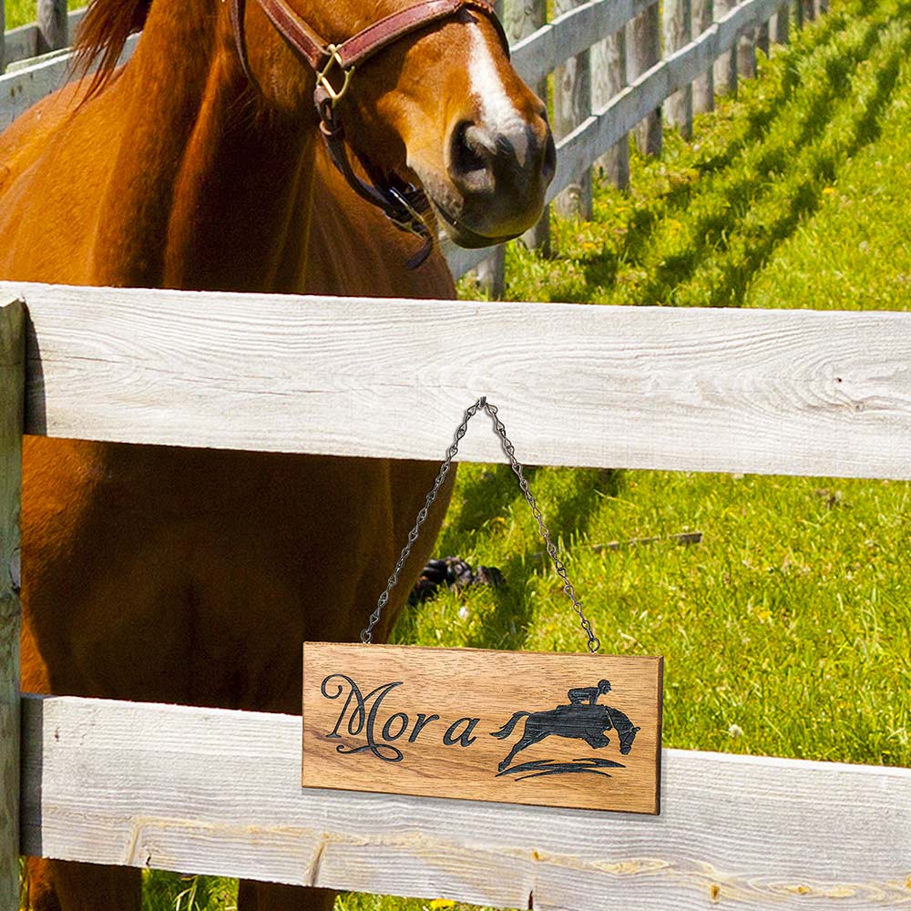 Personalized Laser Engraved Wooden Name Plate with Horse - CALLIE