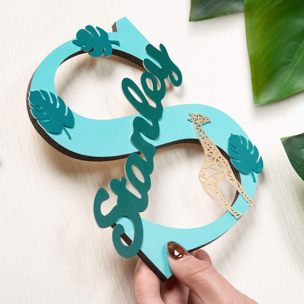 Personalized Wood Jungle Letter Name Door Plate - CALLIE