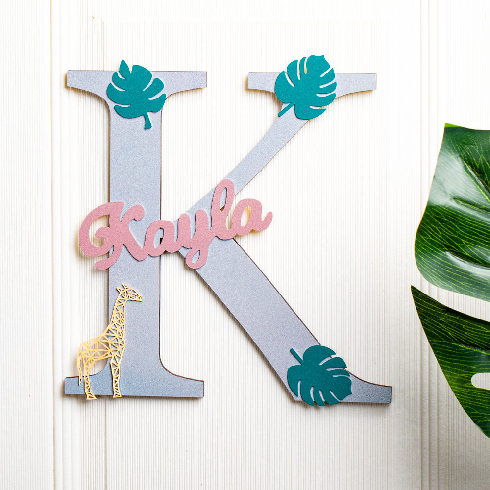 Personalized Wood Jungle Letter Name Door Plate - CALLIE