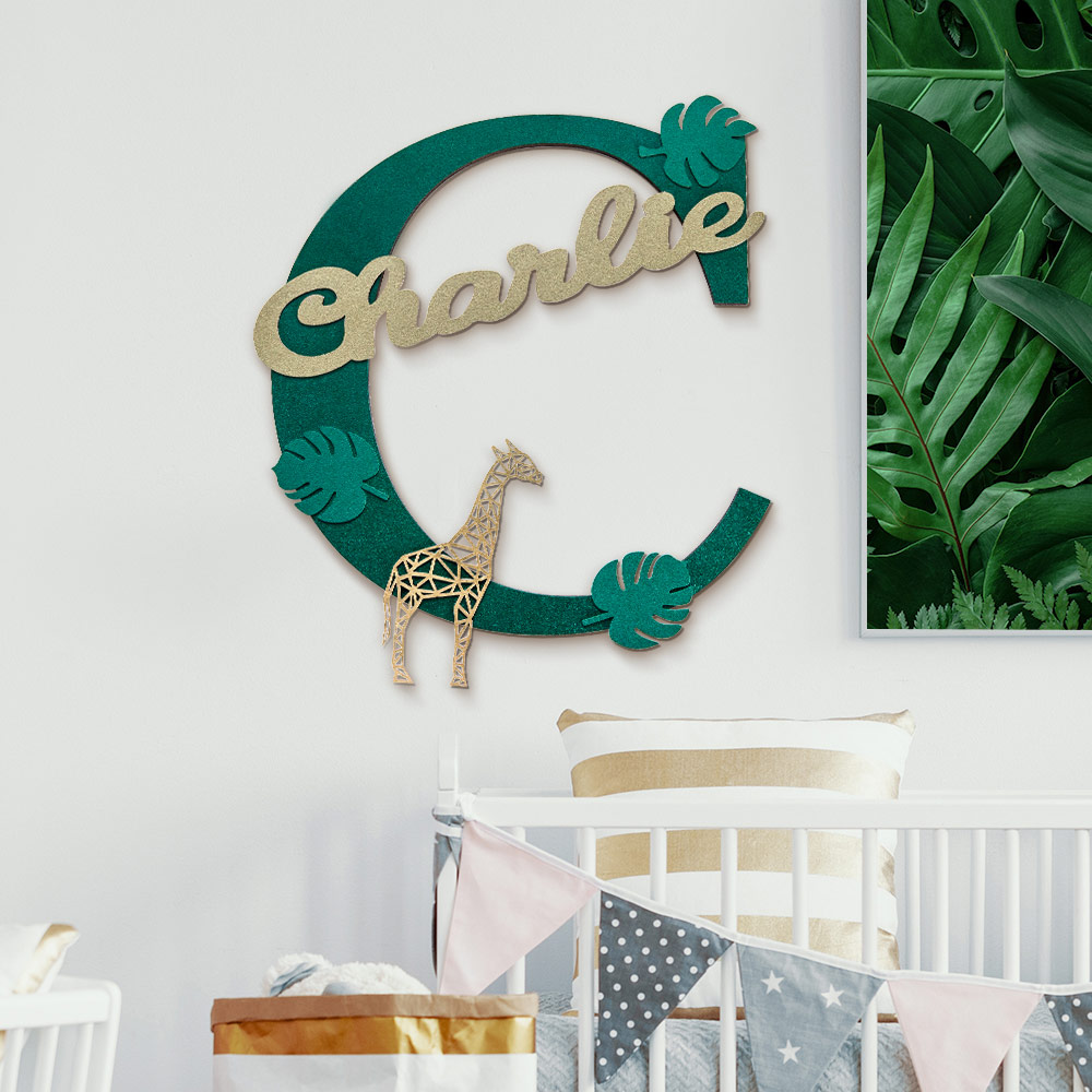 Personalized Wood Jungle Letter Name Door Plate - CALLIE
