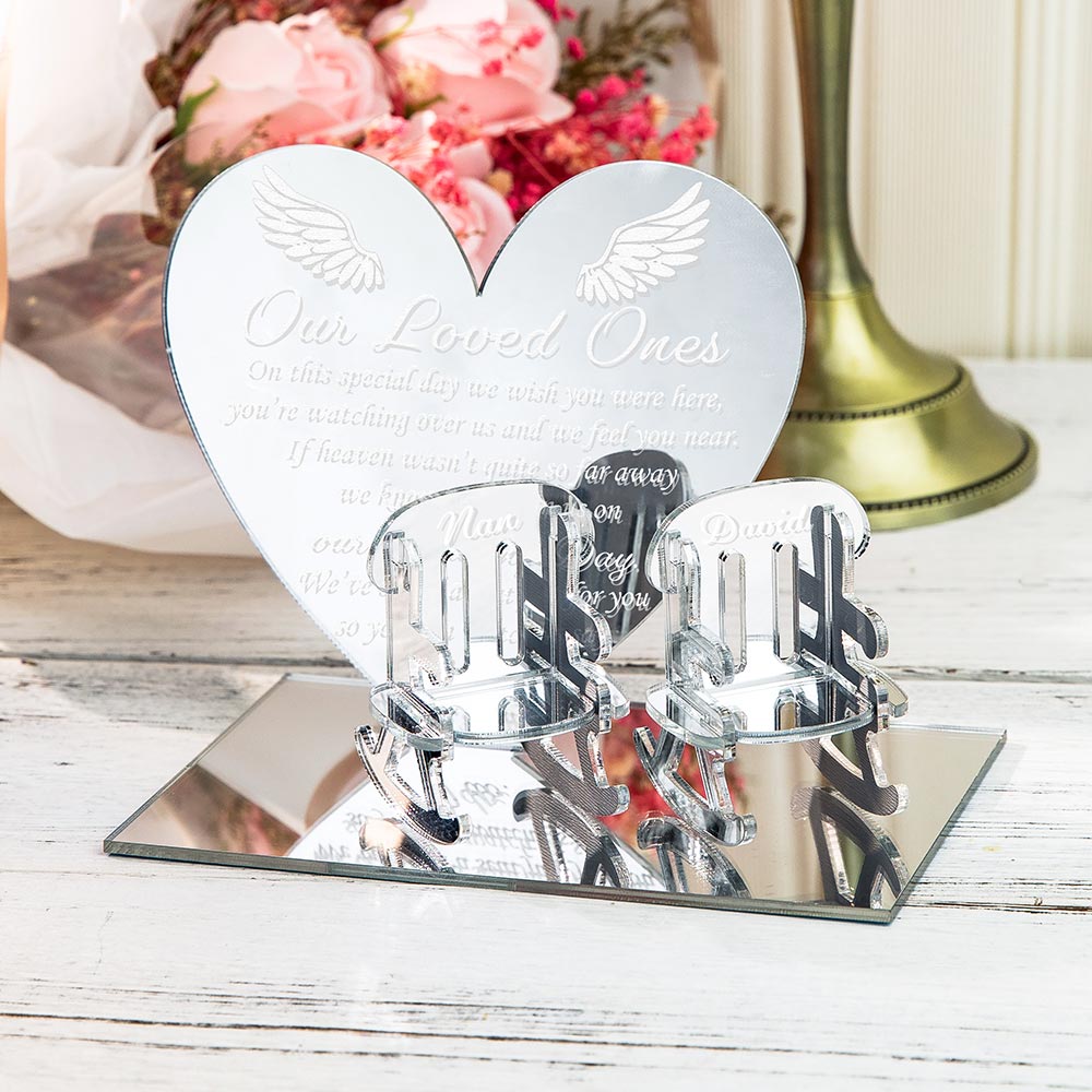 Custom Table Top Plaque centerpiece with Empty Chairs - CALLIE