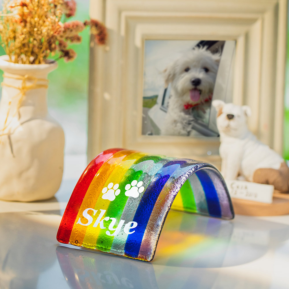Personalized Pet Memorial Rainbow Bridge with Pawprint and Name Home ...