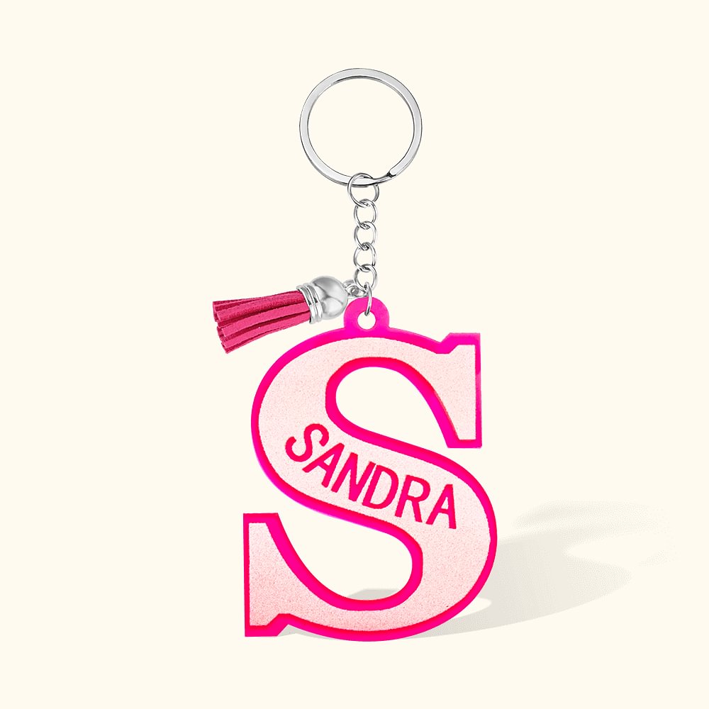 Custom Acrylic Initia Bag tags, Name Tag with Tassel for Keychain - CALLIE