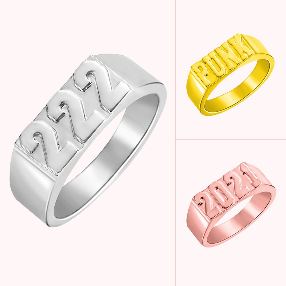 Custom Signet Ring with Name, Angel Number Ring for Men - CALLIE