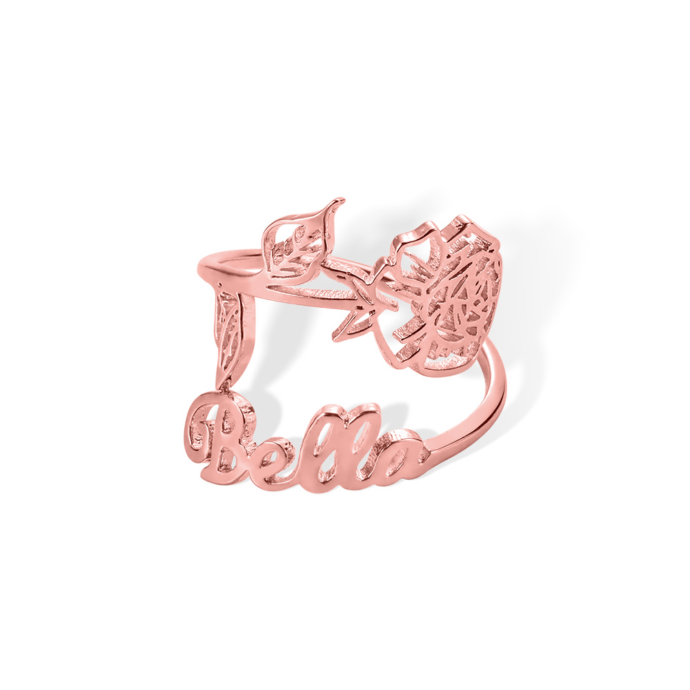 Personalized Name Birth Flower Ring - CALLIE
