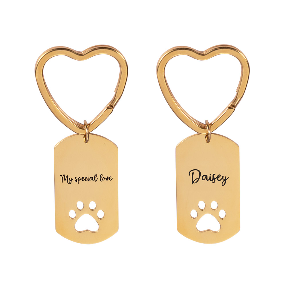 Custom Dog Tag Paw Keychain - CALLIE