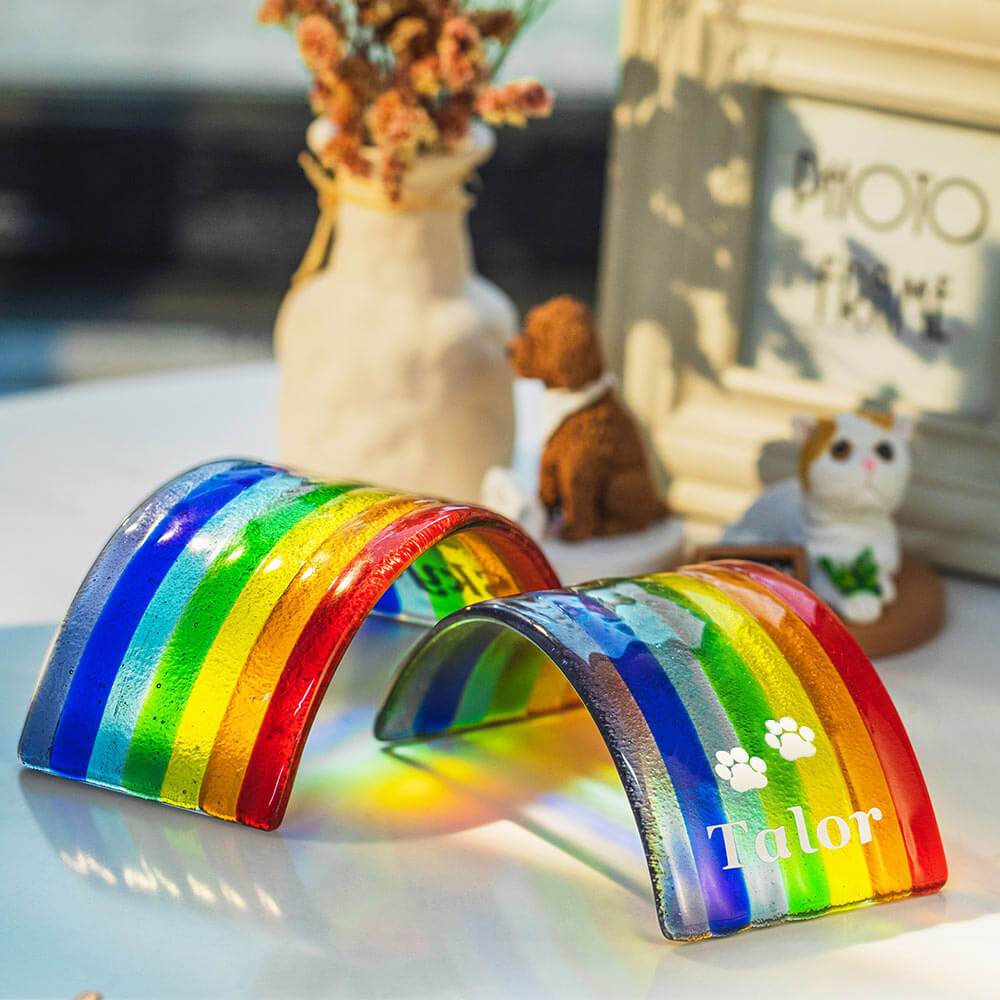 Personalized Pet Memorial Rainbow Bridge with Pawprint and Name Home ...