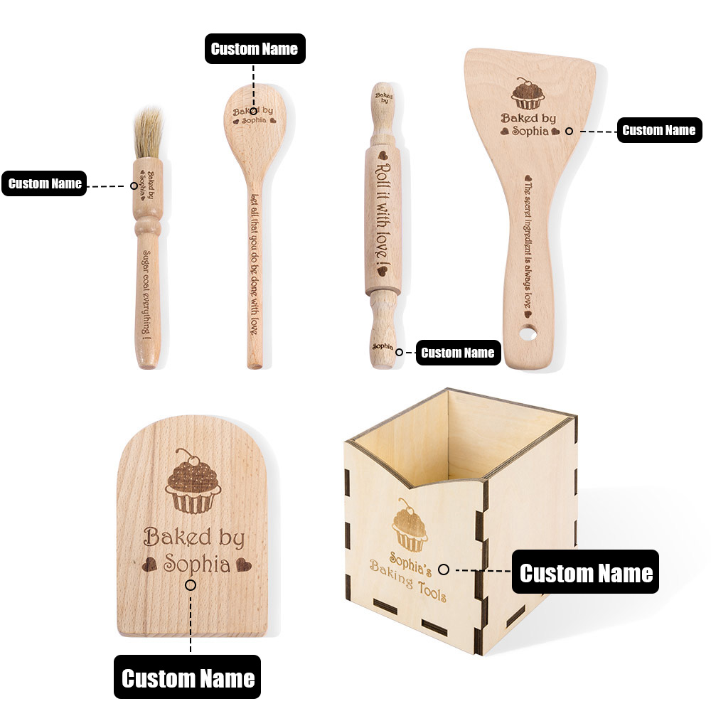 Custom Baking Tools Kitchen Gift for Kids Set of 6 - CALLIE