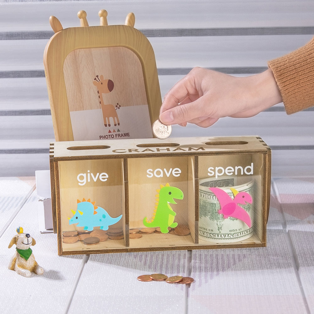 Personalized Child’s Bank Give Save Spend Bank Wood Piggy Bank Nursery ...