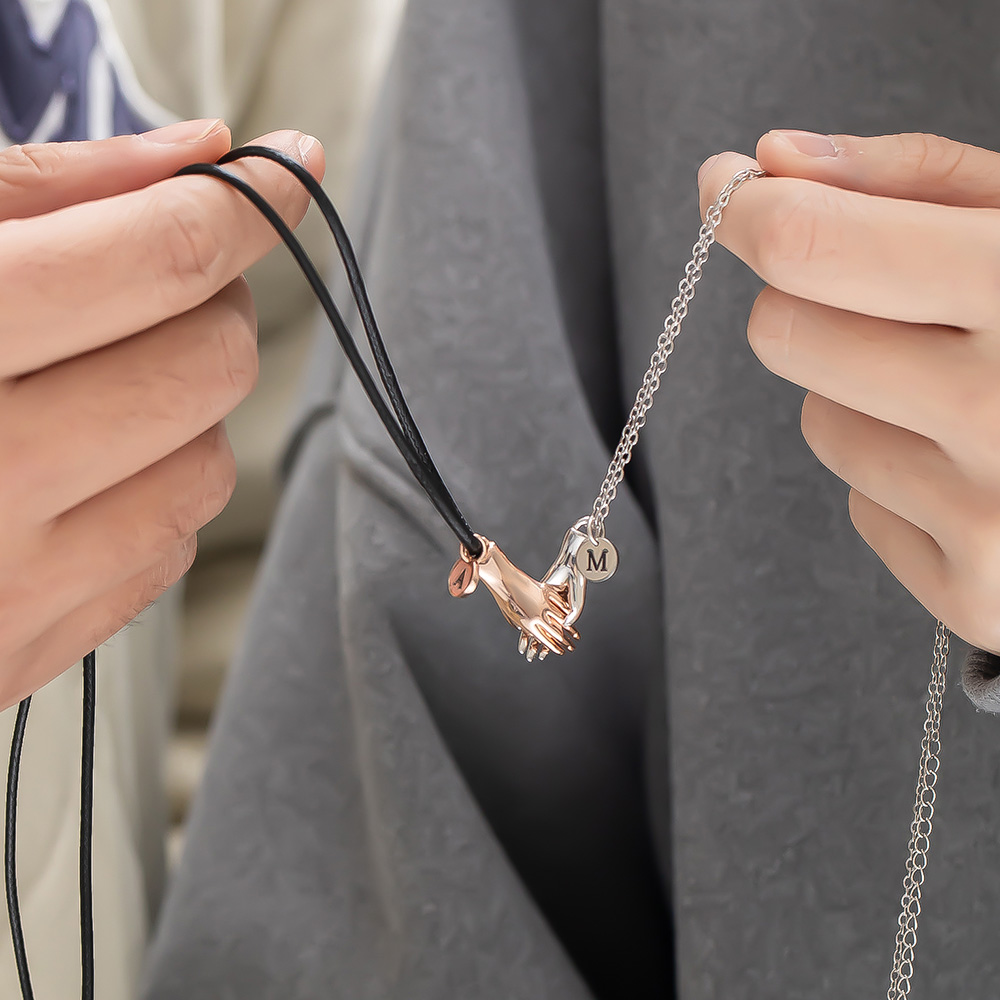 Custom Best Friends Couple Hand in Hand Magnetic Necklace - CALLIE