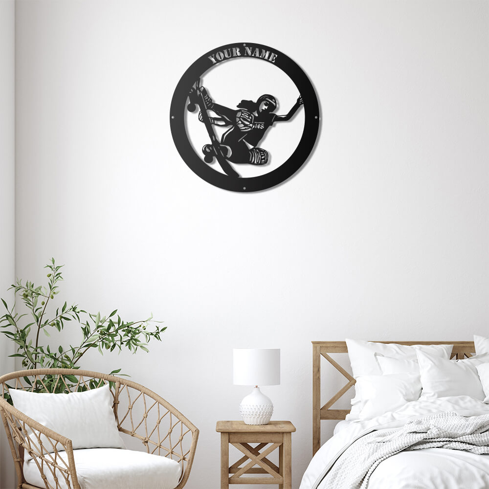 Personalized Women Skateboarding Metal Wall Art Girl On Skateboard Sign ...