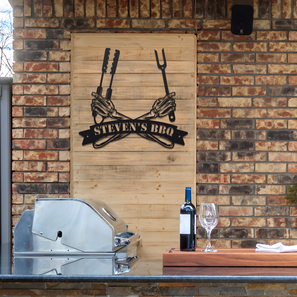 Custom BBQ Fork Grill Tongs Metal Sign - CALLIE