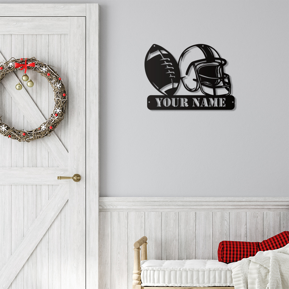 Personalized Football & Caps Metal Decor Gift for Football Player - CALLIE