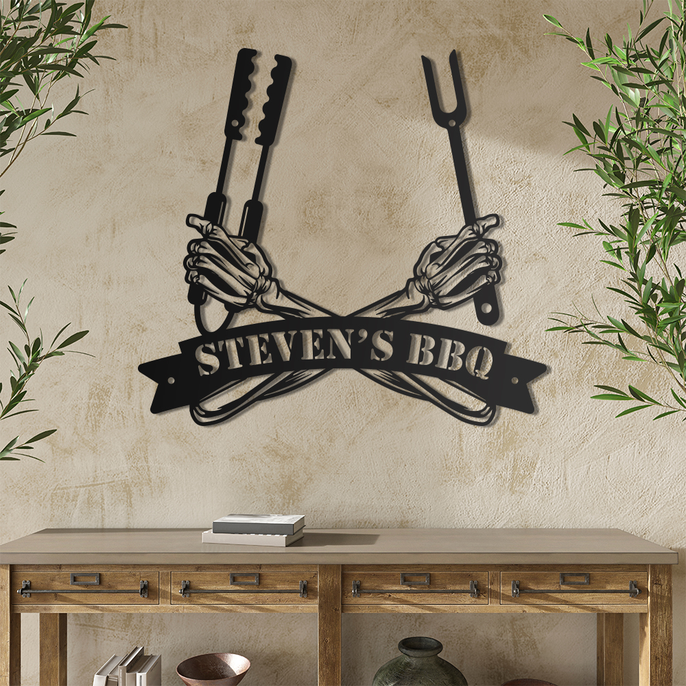 Custom BBQ Fork Grill Tongs Metal Sign - CALLIE