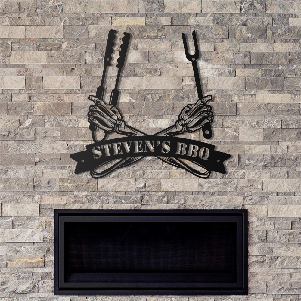 Custom BBQ Fork Grill Tongs Metal Sign - CALLIE
