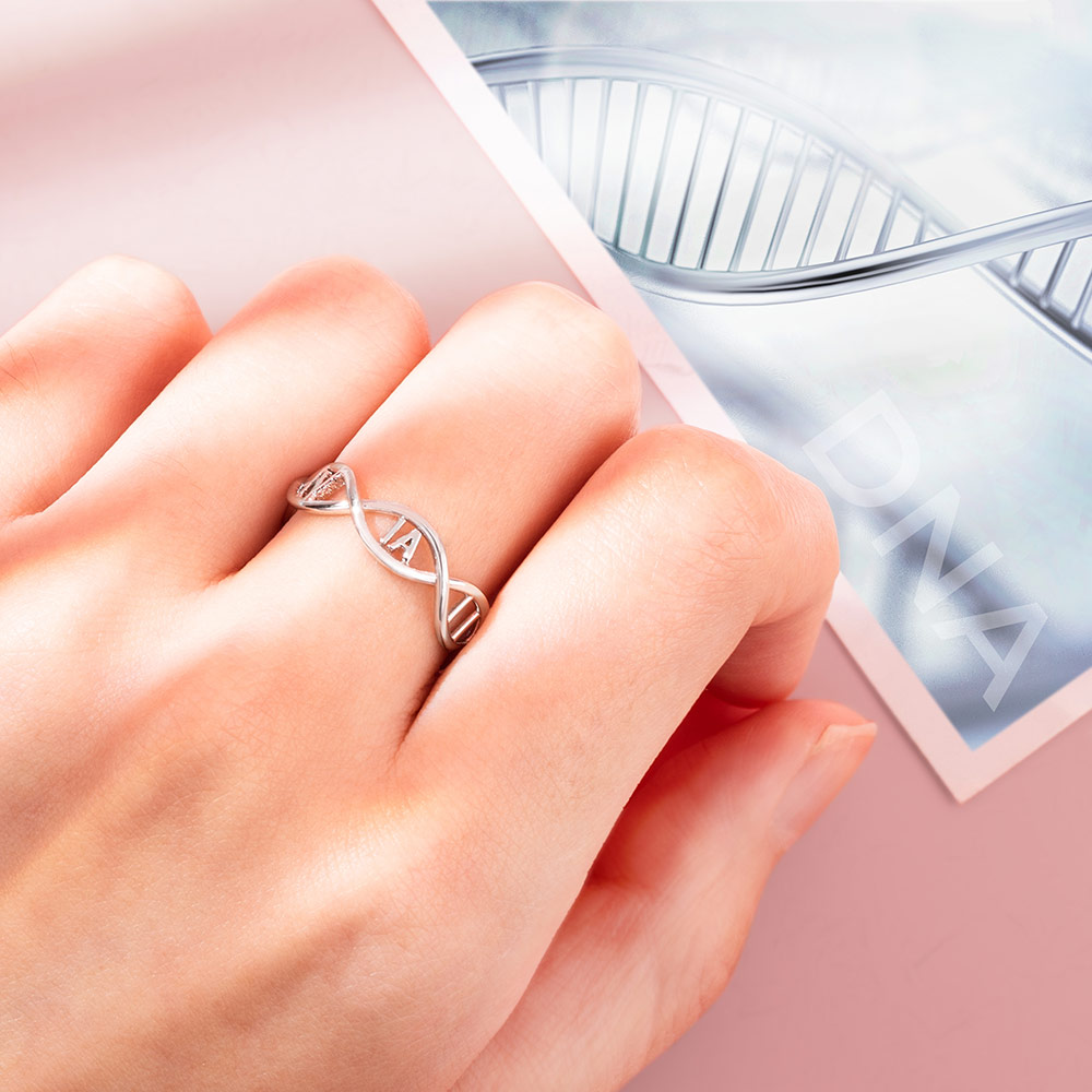 Custom Molecule Double Helix DNA Ring with Name - CALLIE
