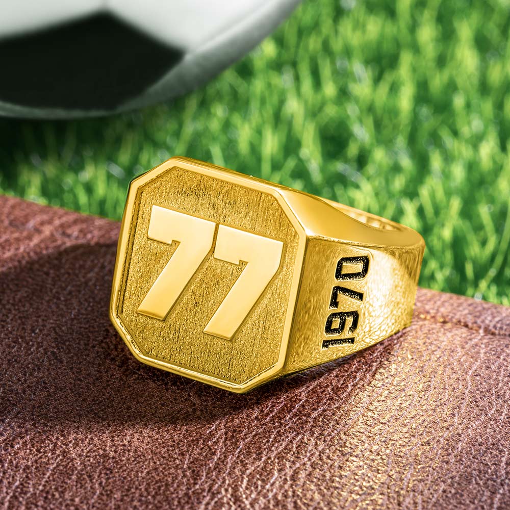 Personalized Engraved Signet Ring with Team Number Basketball Football ...