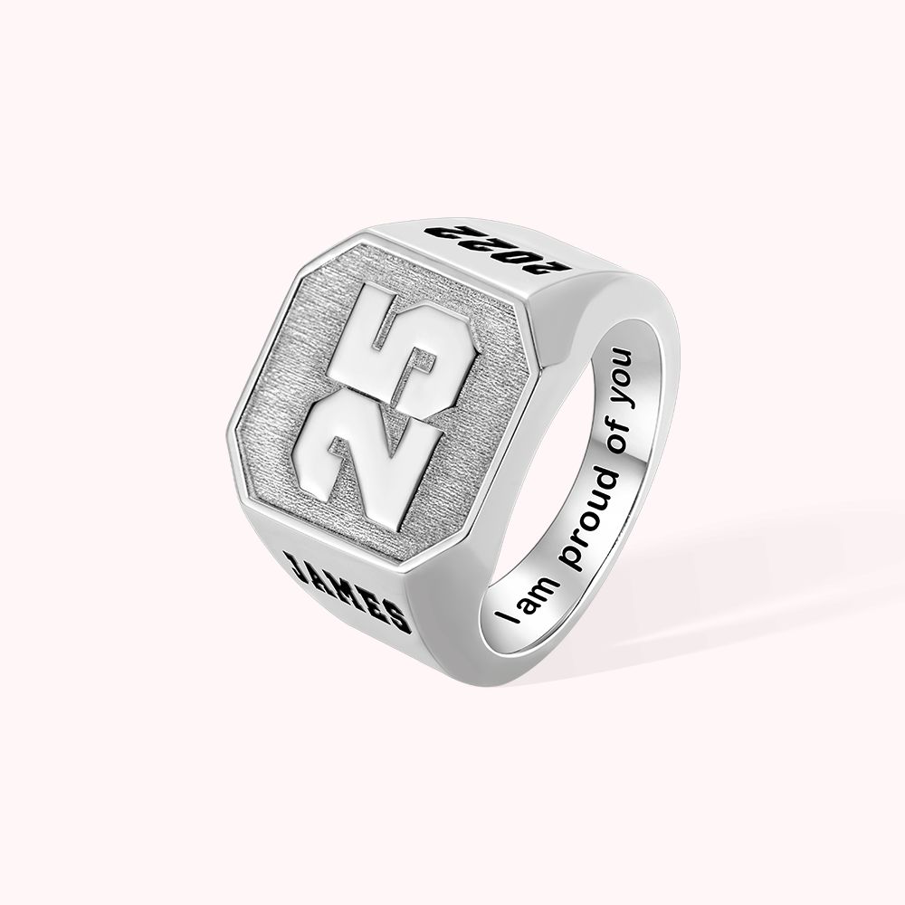 Personalized Engraved Number Signet Ring for Sports Enthusiasts - CALLIE