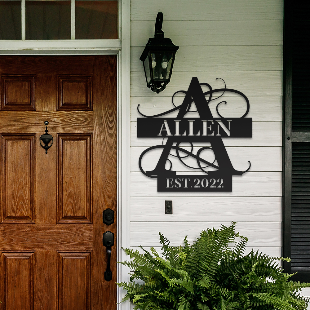 Personalized Initial with Family Name and Year Metal Wall Art ...